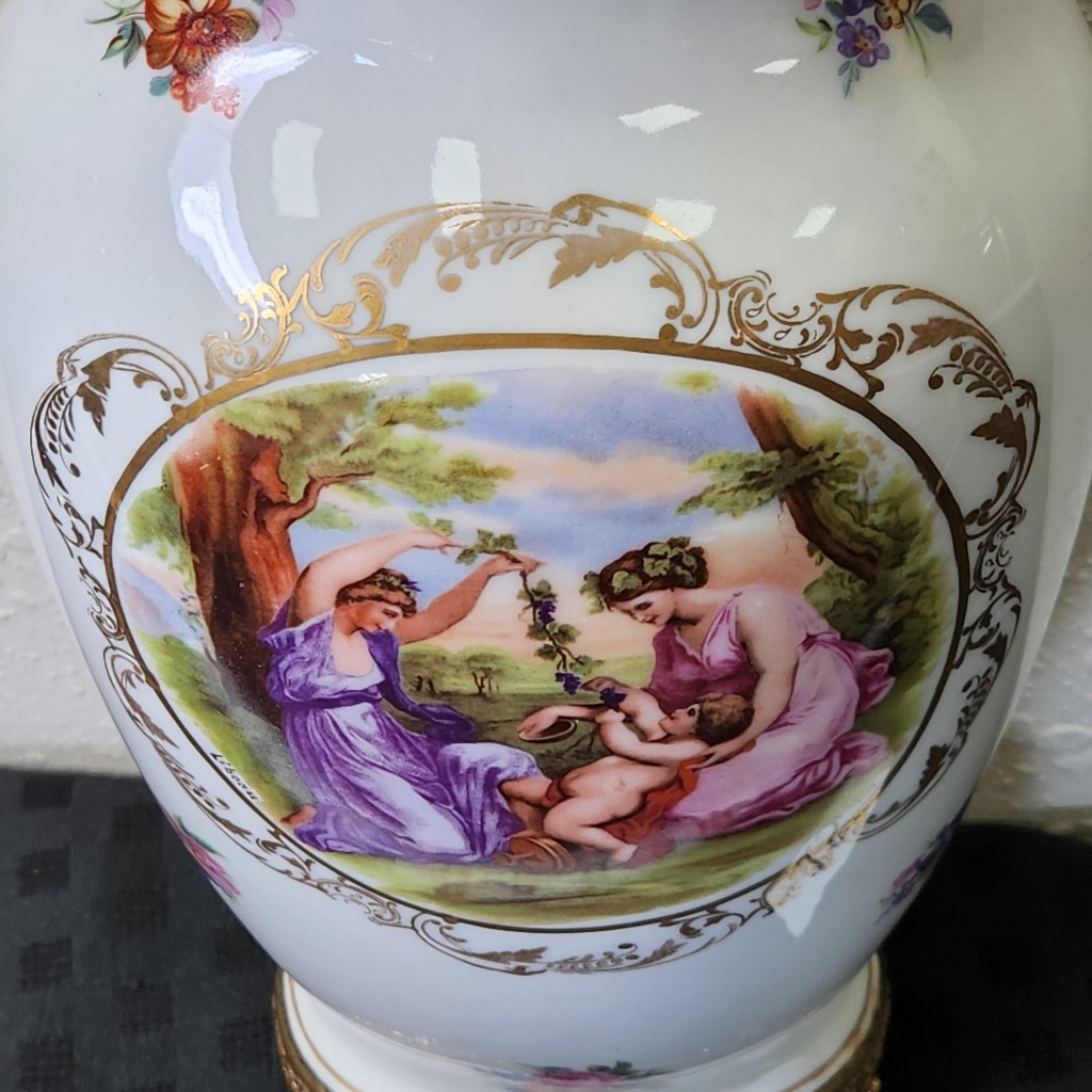 x15- Dresden Vase with Brass Trim, Base. Circa 1920. Very Rare ...