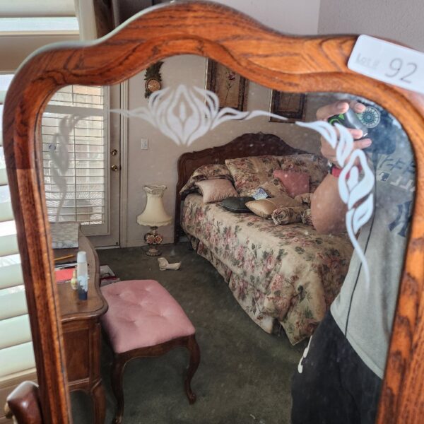 d92- oak frame standing mirror - Leftover Treasures