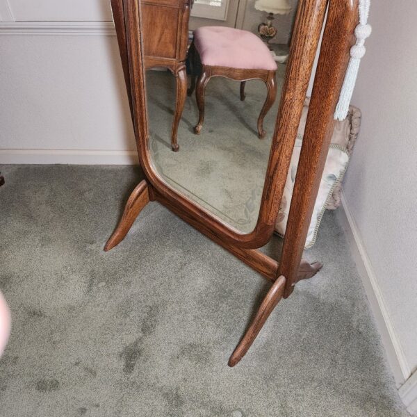 d92- oak frame standing mirror - Leftover Treasures