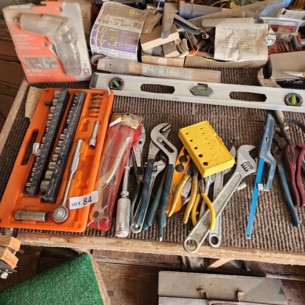 pa84- various hand tools on work bench - Leftover Treasures