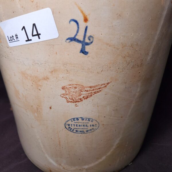j14- Early Red Wing 4 Gallon Crock - Leftover Treasures