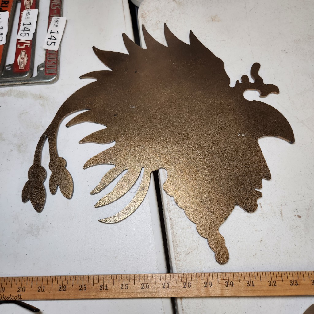 s152- Laser Cut Indian Chief Bust. Heavy Steel. - Leftover Treasures