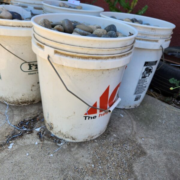 v2- Several Buckets of River Rocks. Buckets are brittle - Leftover ...