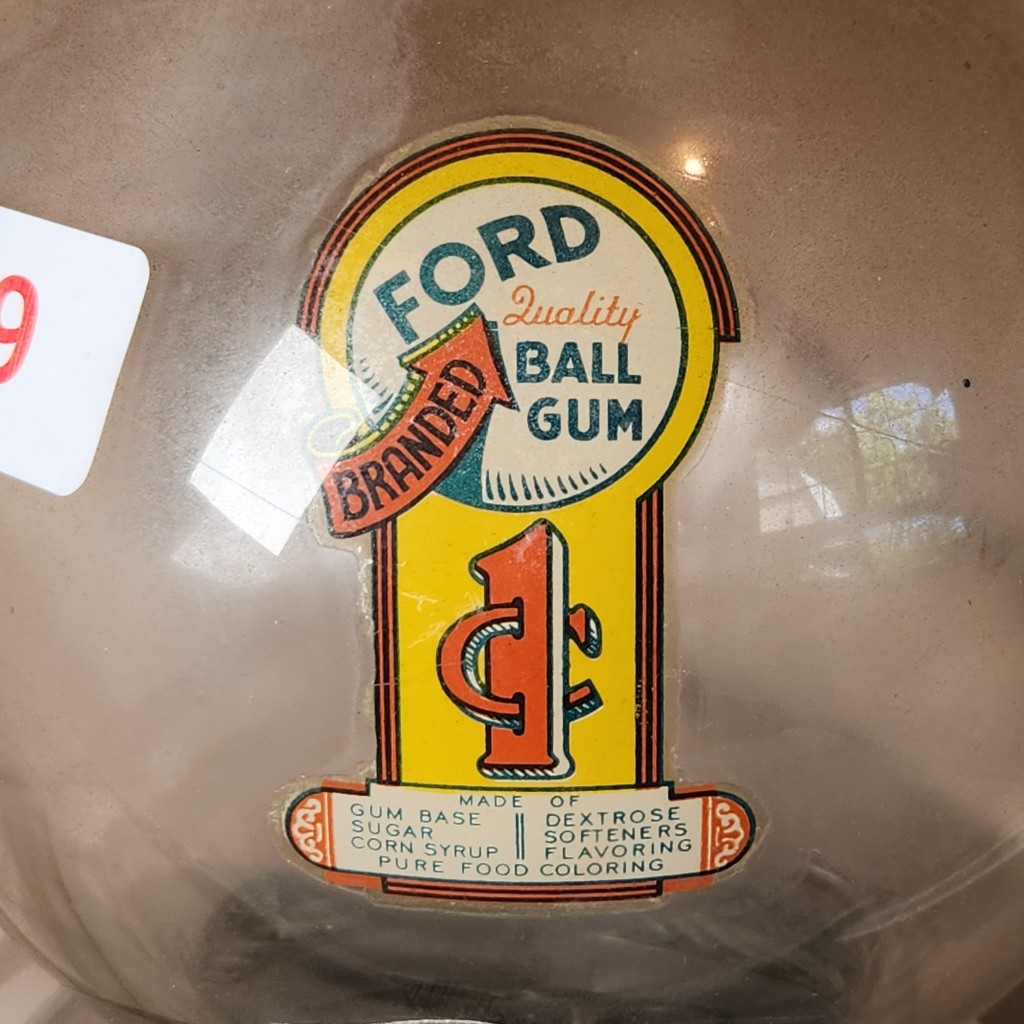 v169- 1950s Ford Gumball Machine 1c Penny. No key - Leftover Treasures