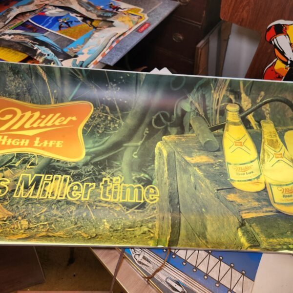 v181- Now Comes Miller Time. Miller High Life. Lights up. Has damage on ...