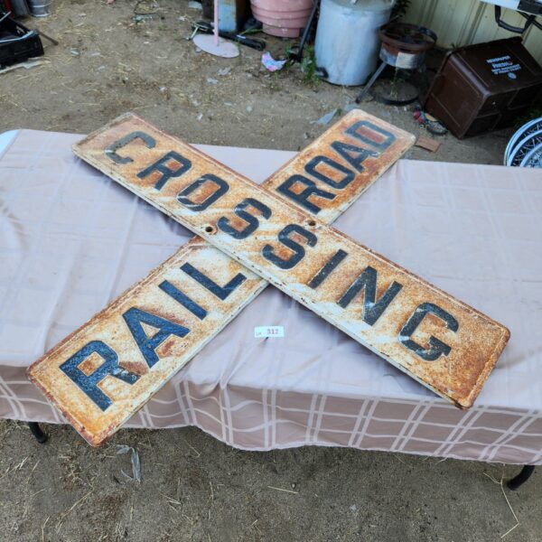 a312- Early 1900s Railroad Crossing Cast Iron Signs. Original 40lbs ...