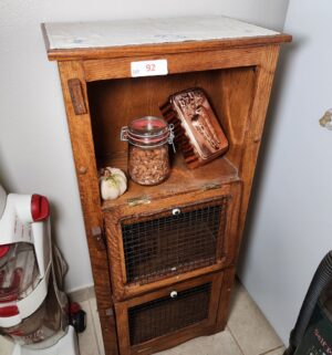 f92- Vintage wire front cabinet - Leftover Treasures