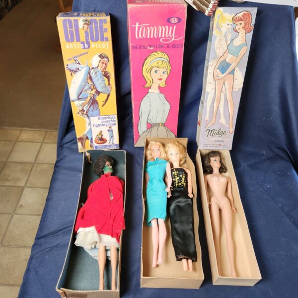 n306- Original Doll Boxes. GI Joe Action Pilot. Tammy. Midge - Leftover ...