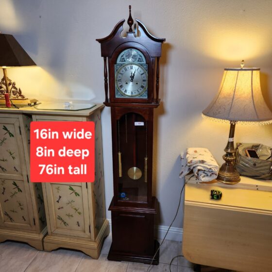 a87- Vintage Tempus Fugit Grandfather Clock - Leftover Treasures