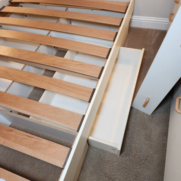 a150- Platform Bed w/ drawer storage for full bed - Leftover Treasures