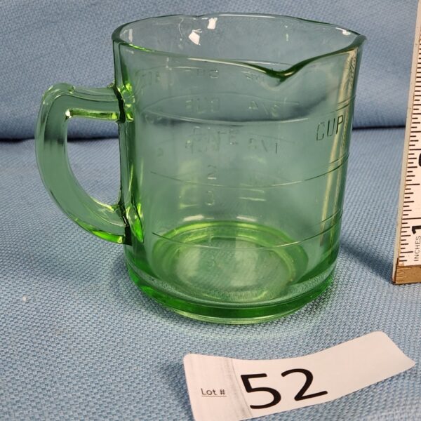 e52- vintage Kelloggs green Depression glass measuring cup - Leftover ...